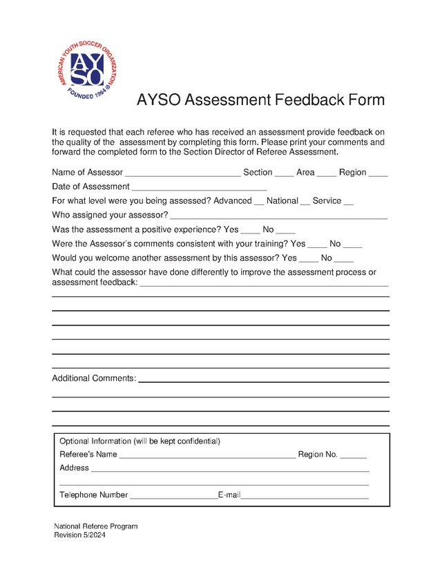 File:Assessment Feedback Form.pdf - AYSO Wiki