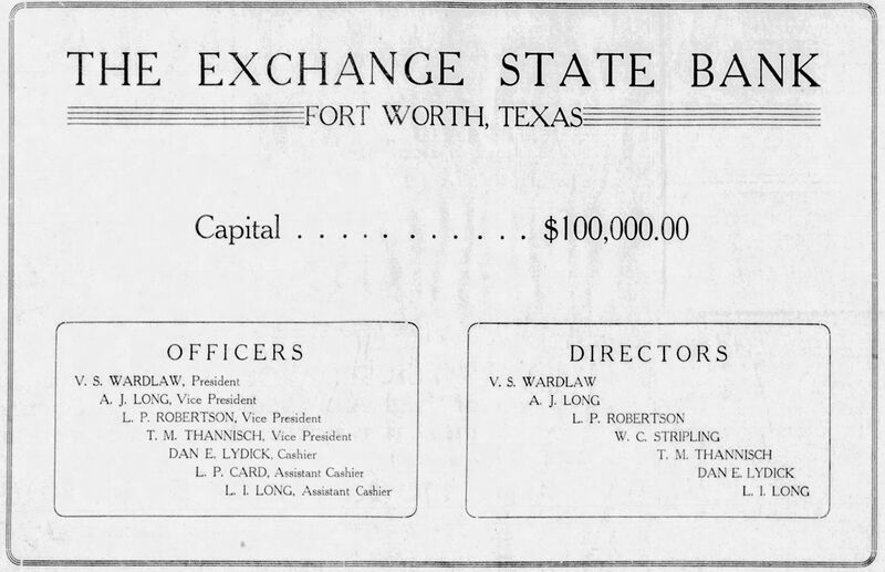 Exchange National Bank, North Fort Worth, TX (Charter 8287) - Bank Note ...