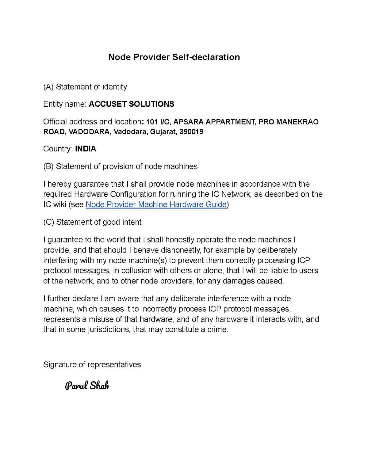 File:ACCUSET Self Declaration.pdf - Internet Computer Wiki