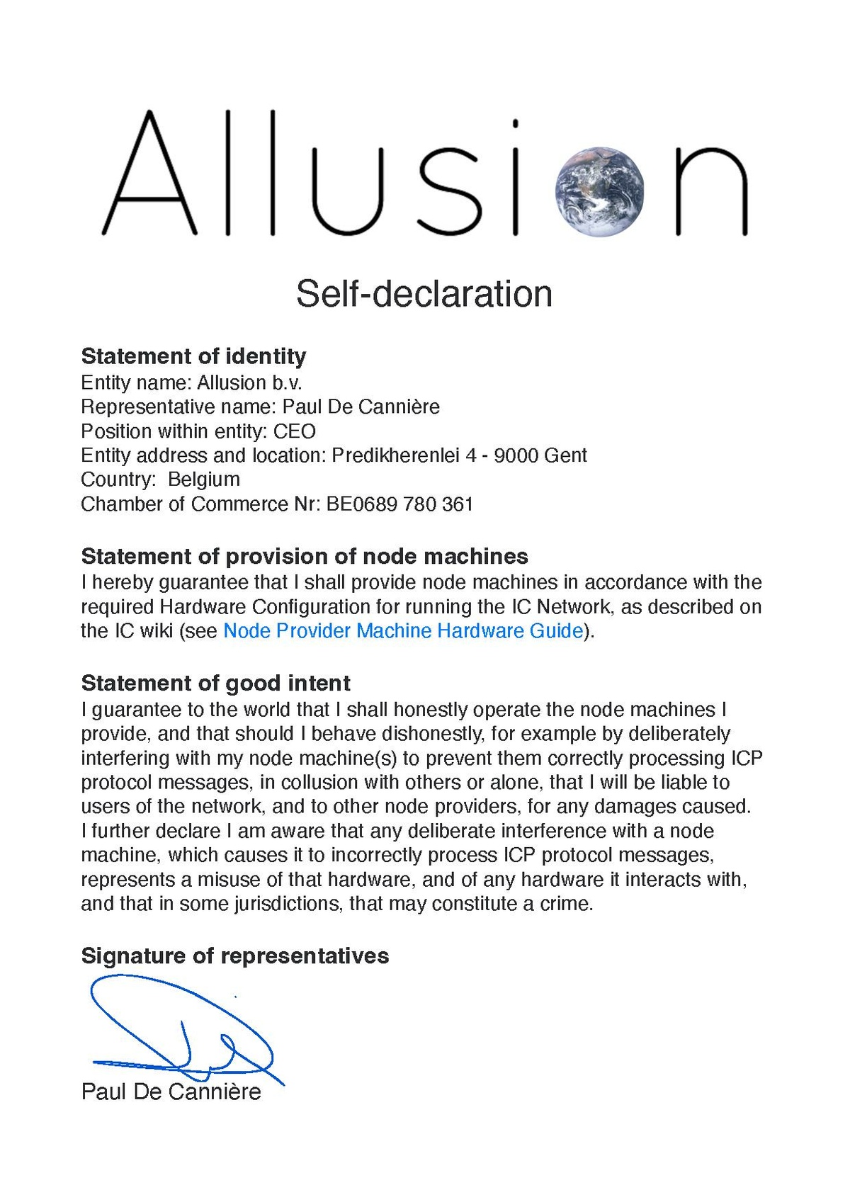 File:Allusion SelfDeclaration.pdf - Internet Computer Wiki