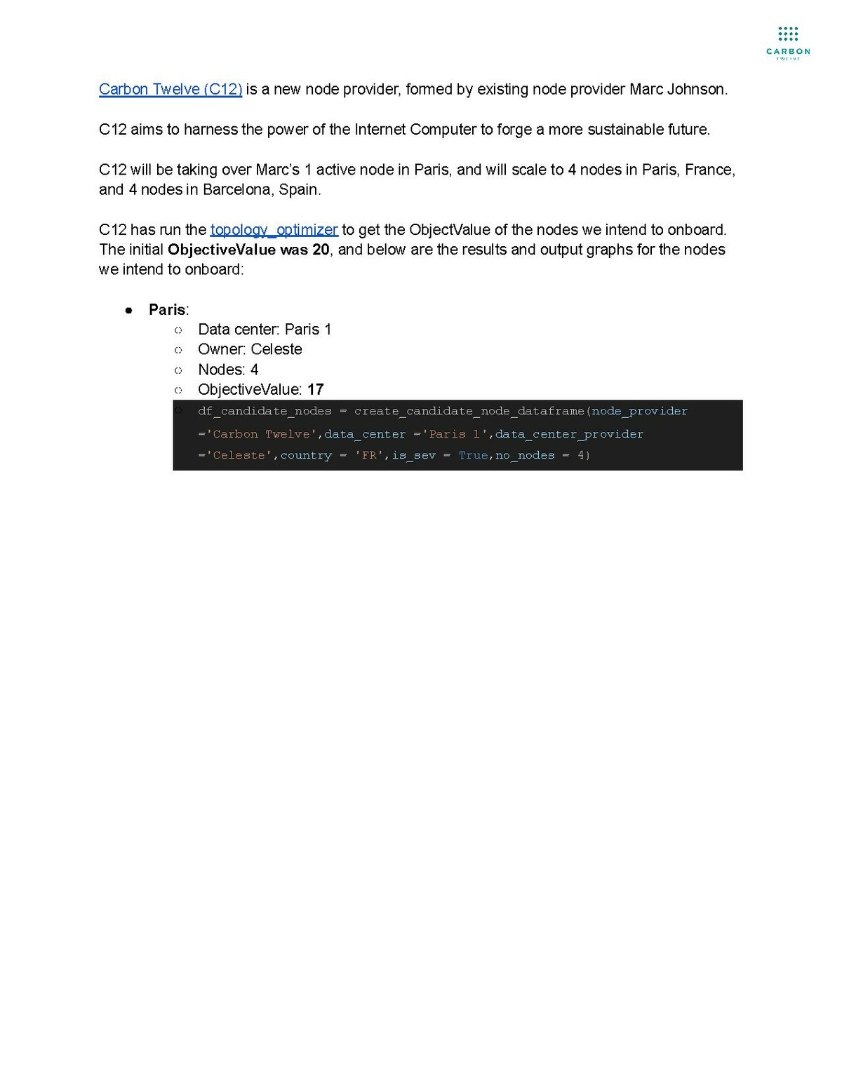 CarbonTwelve - Internet Computer Wiki