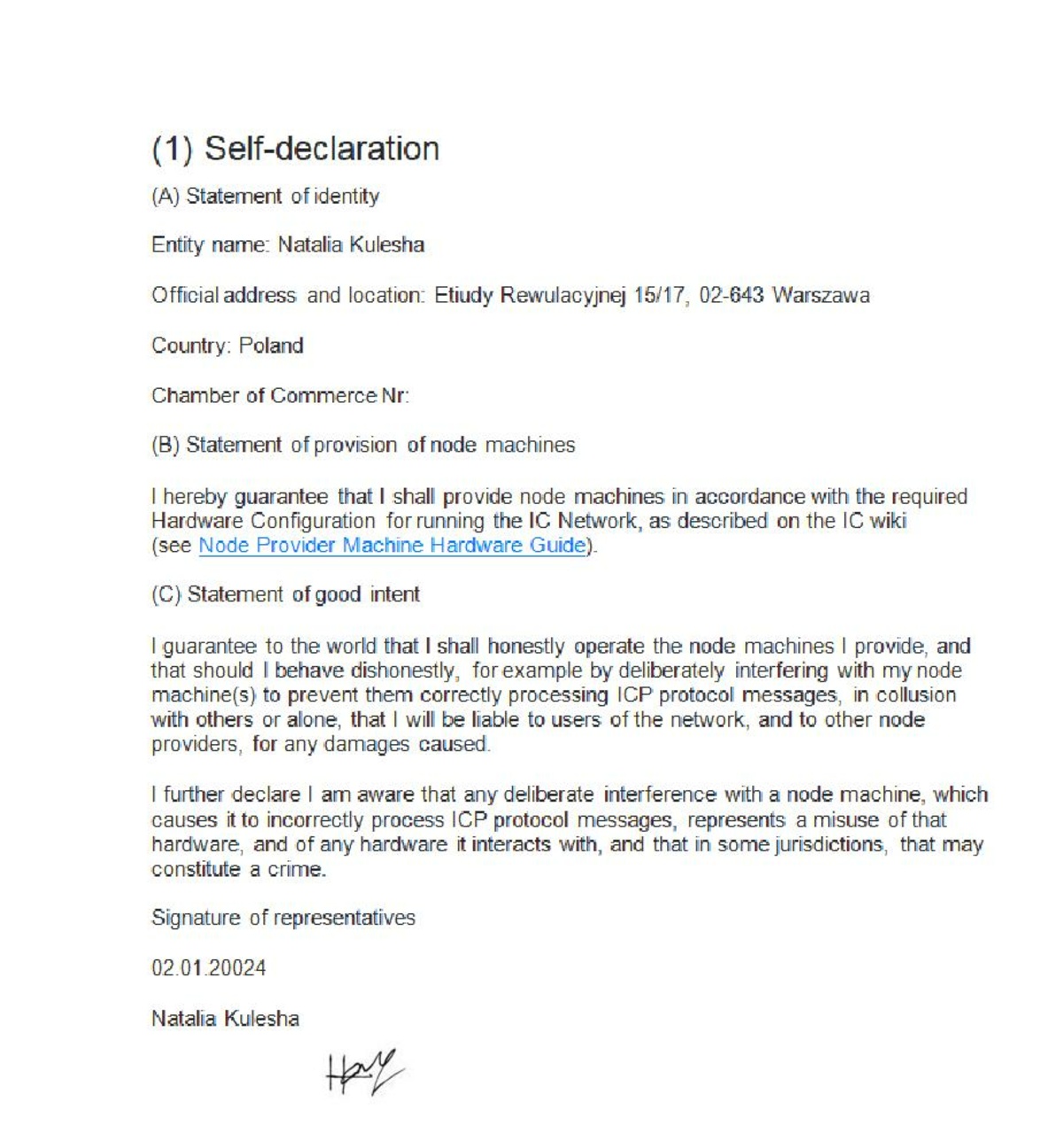 File:Natalia Kulesha Self Declaration.pdf - Internet Computer Wiki